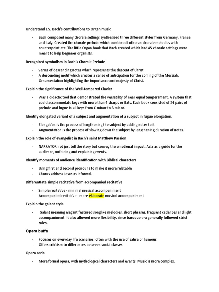 For Quiz 2 | PDF | Johann Sebastian Bach | Opera