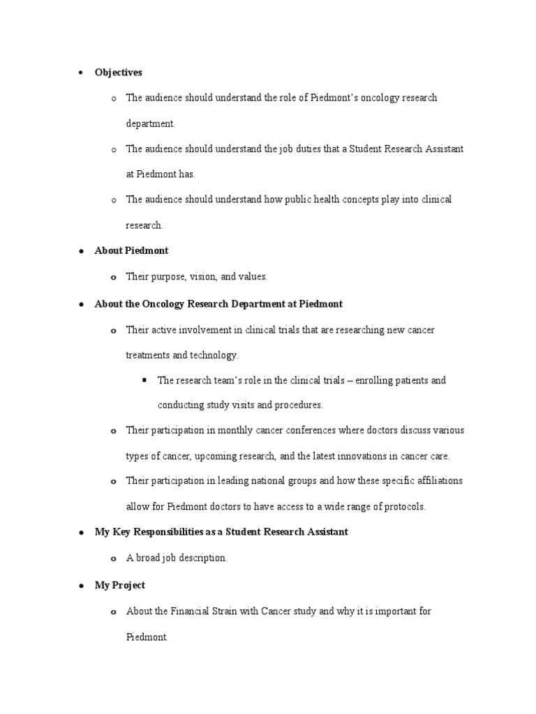 Internship Presentation Outline | PDF