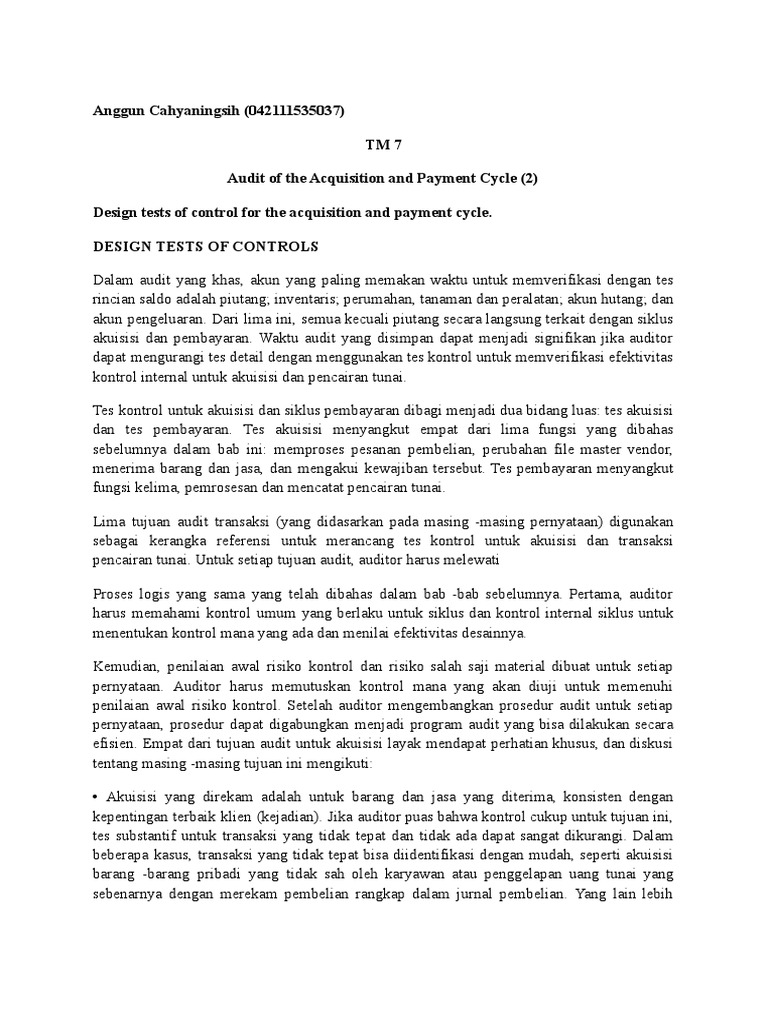 Resume TM 7 Pengauditan Risiko II | PDF