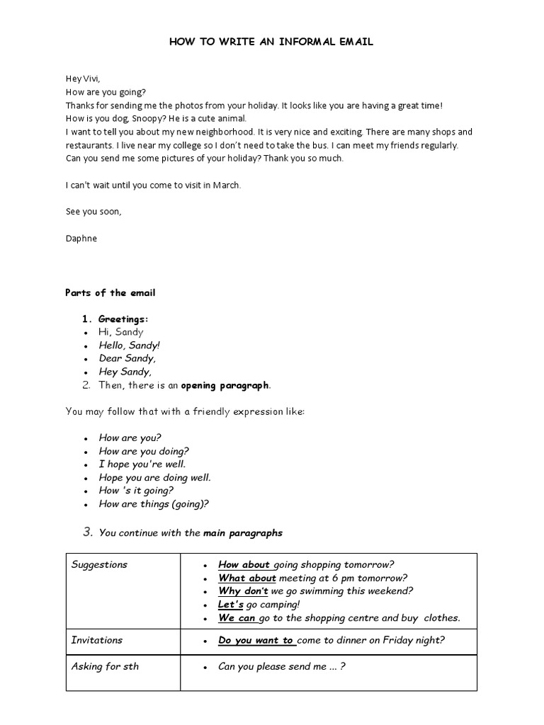 Writing An Informal Email Pdf