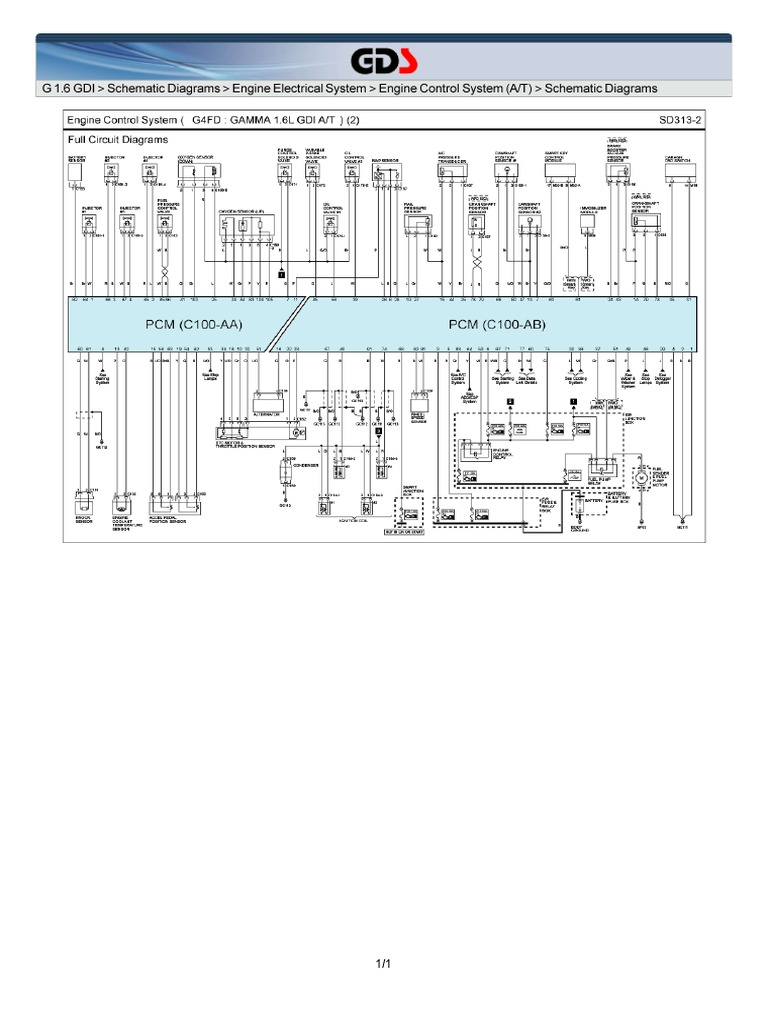 G 1.6 GDI Schematic Diagrams Engine Electrical System Engine Control System (A/T) Schematic ...