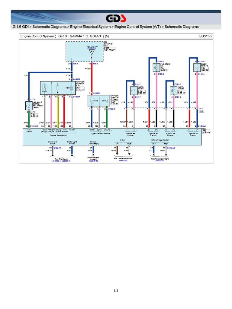 G 1.6 GDI Schematic Diagrams Engine Electrical System Engine Control System (A/T) Schematic ...