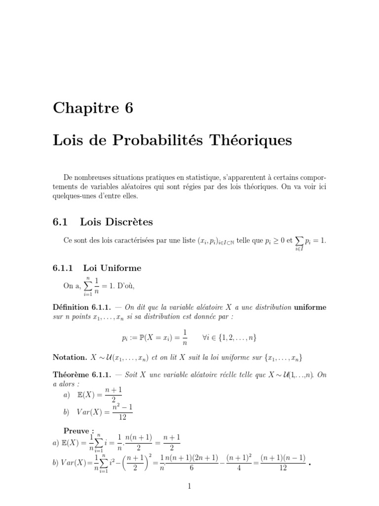 Lois de Probabilités Théoriques | PDF | Loi de probabilité | Loi normale