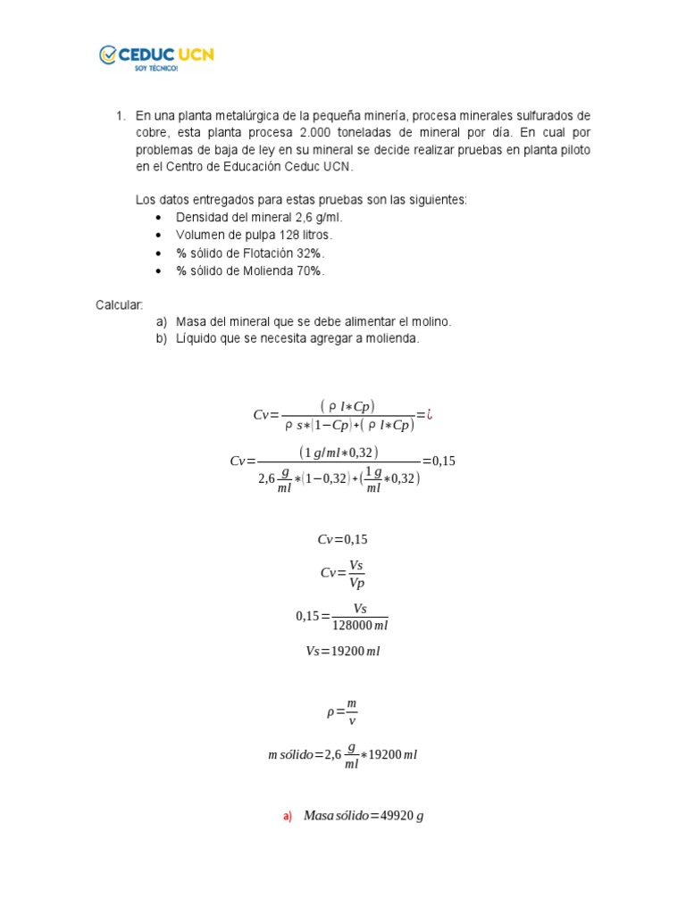 Ejercicios de Calculos de Sòlido | PDF | Materiales naturales | Industria pesada