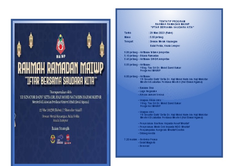Tentatif Program Rahmah Ramadan Maiwp "Iftar Bersama Saudara Kita" | PDF