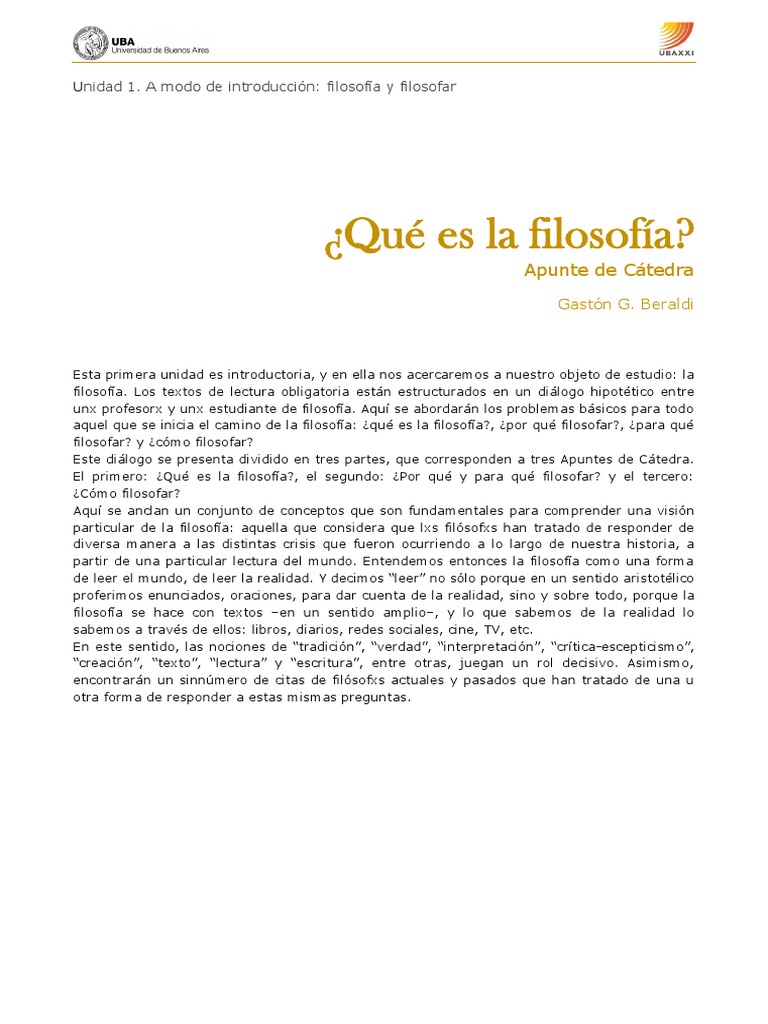 Unidad 1. Parte I. Qué Es La Filosofía (Sesión 2) | PDF | Verdad ...