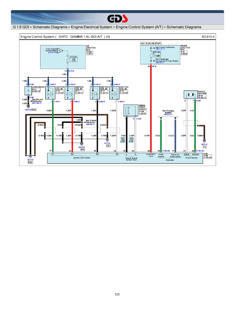 G 1.6 GDI Schematic Diagrams Engine Electrical System Engine Control System (A/T) Schematic ...