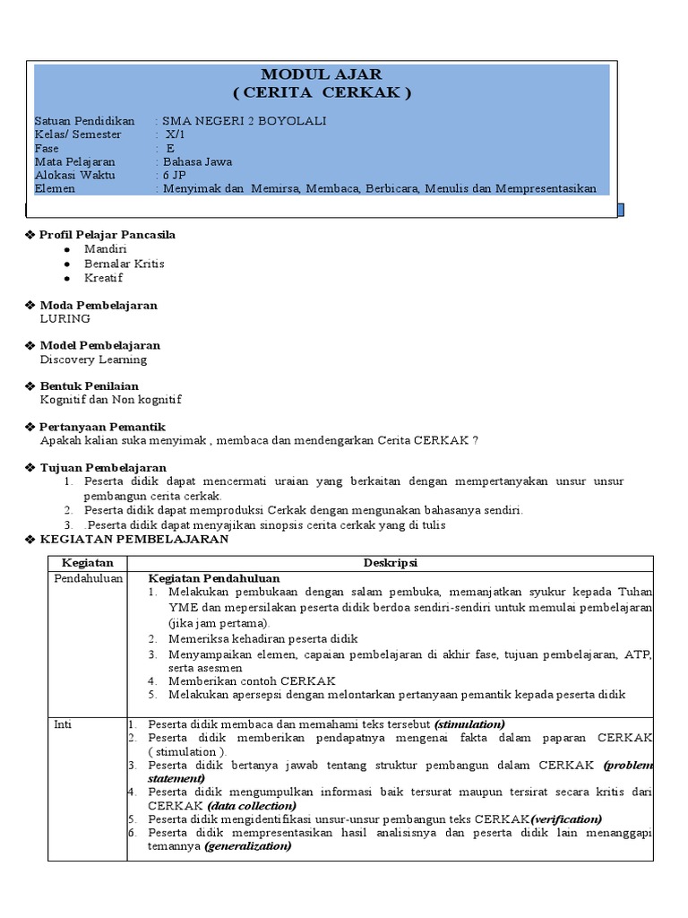 Modul 2 Teks Cerita Rakyat Bekti | PDF