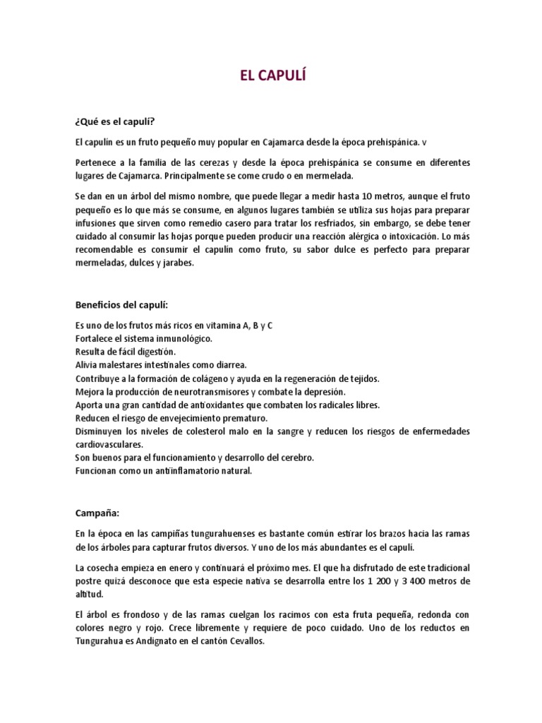 El Capulí | PDF | Comida y bebida