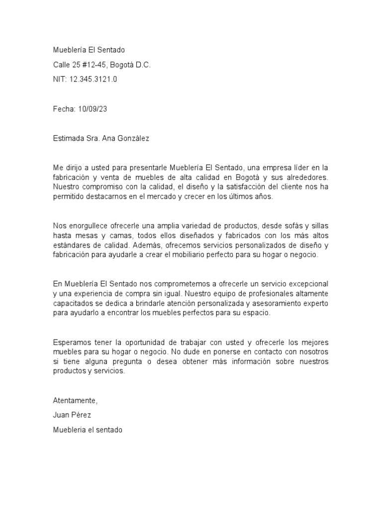 Carta Empresarial | PDF | Mueble | Business