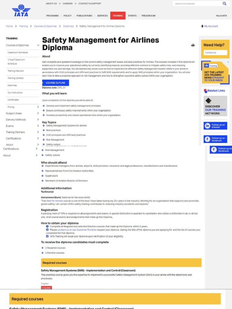 IATA Diploma - Safety - MGMT - For - Airlines | PDF | Safety | Business