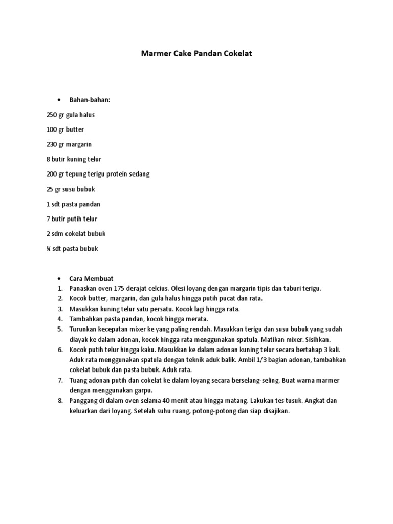 Resep Marmer Cake Delicious | PDF