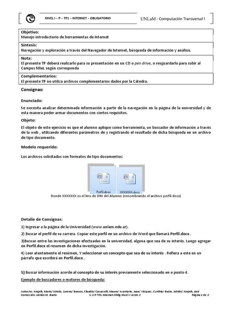 1 2 P TP1 Internet Oblig Nivel I Ver18 2 | PDF | Internet | Tecnologías de la información