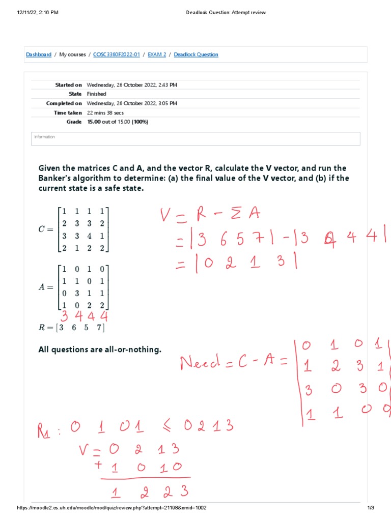 Banker's Algorithm Analysis: Determining a Safe State | PDF | Computer Programming | Algebra