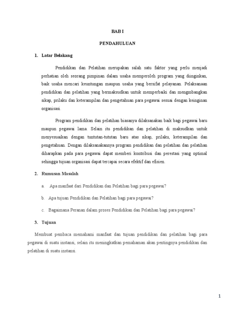 Pendidikan dan Pelatihan Pegawai | PDF