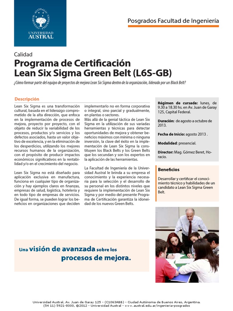 Programa de Certificación Lean Six Sigma Green Belt (L6S-GB) | PDF ...