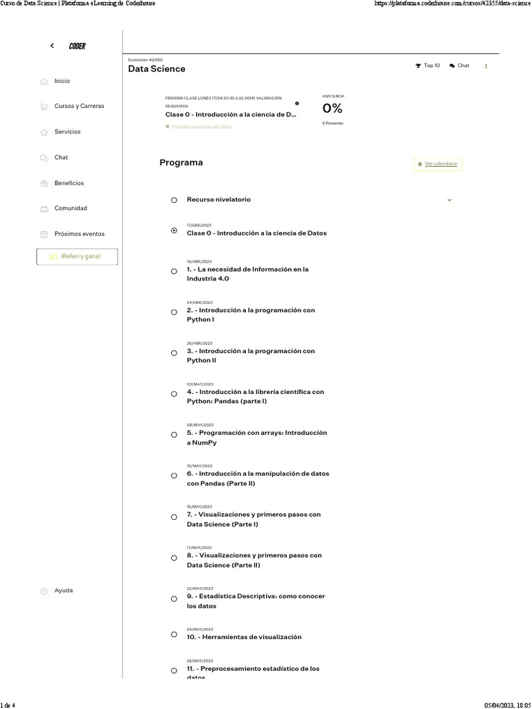 Programa Clase Por Clase Curso de Data Science Plataforma Elearning de ...
