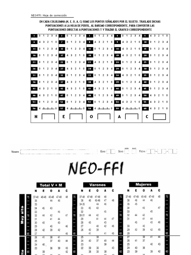 NEO-FFI Hoja de Revisión | PDF