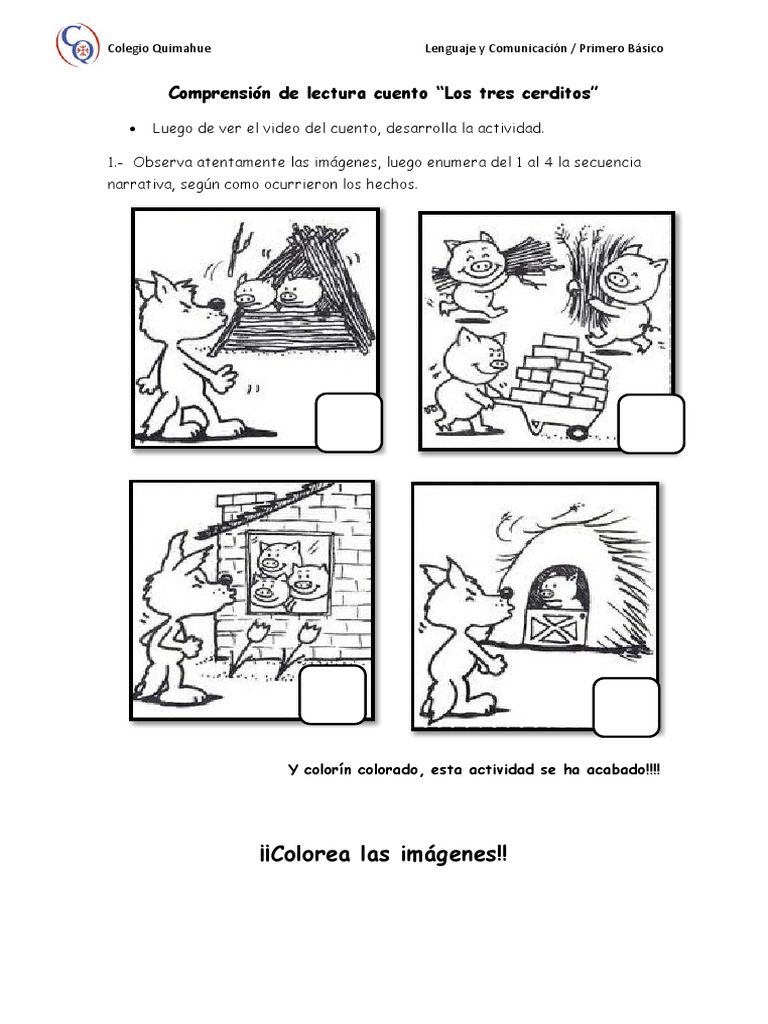 Comprensión Lectora Los Tres Cerditos | PDF