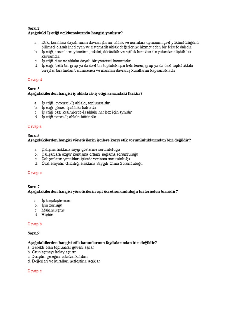 A Vize Toplam Soru | PDF