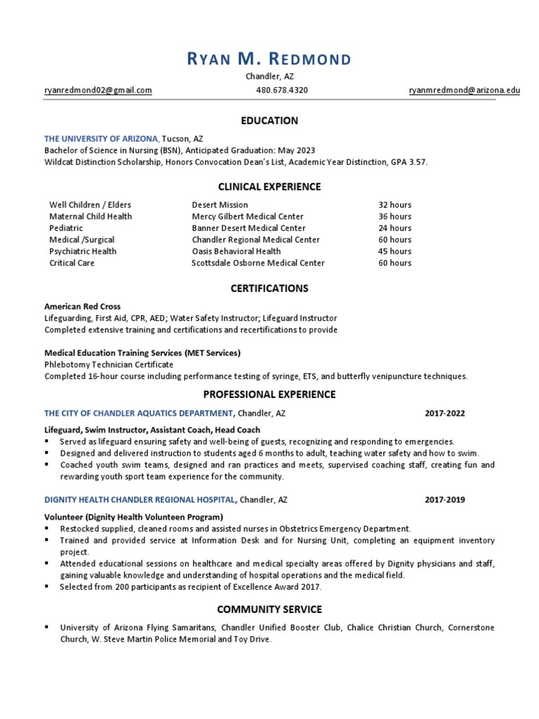 redmond ryan resume dignity new grad | PDF | Nursing | Hospital