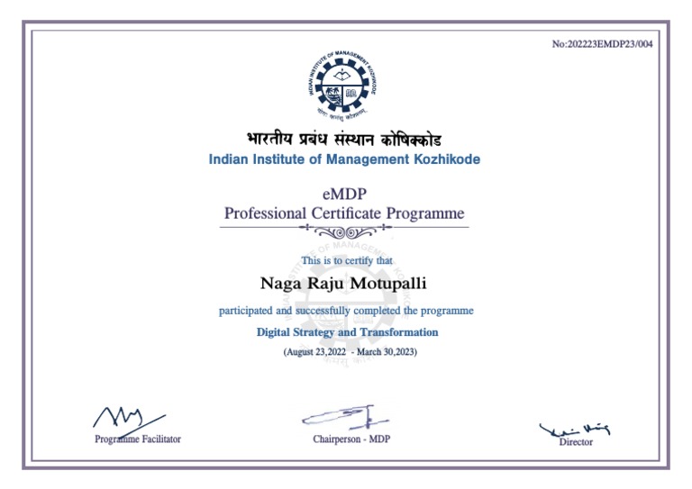 Emdp Professional Certificate Programme: Naga Raju Motupalli | PDF | Computers | Technology ...