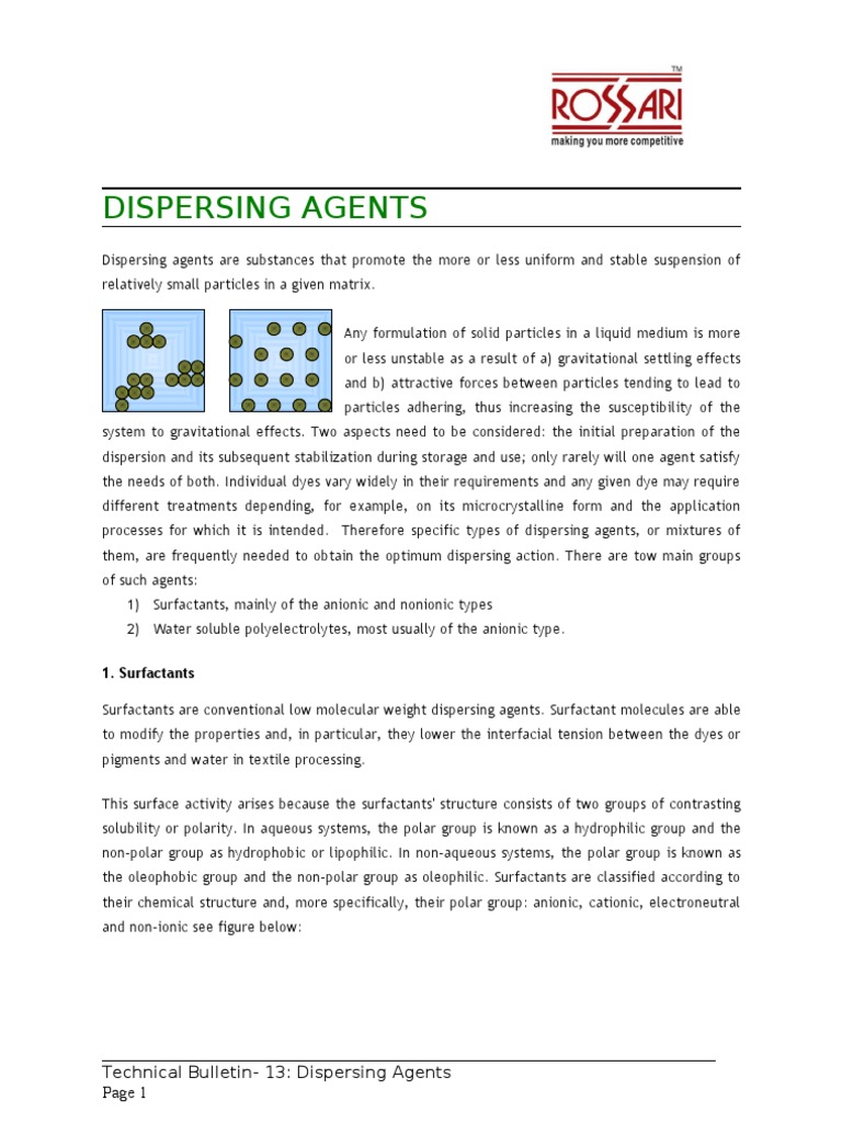 Dispersing Agents | PDF | Polymers | Surfactant
