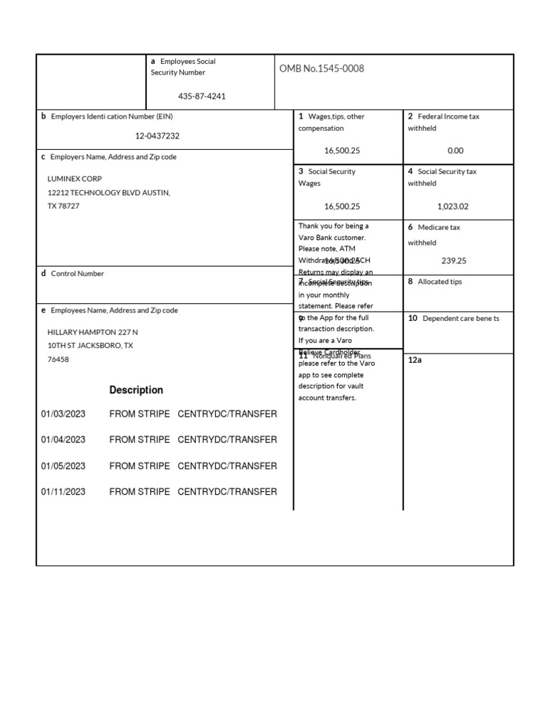 OMB No.1545-0008: Description | PDF | Social Security (United States ...