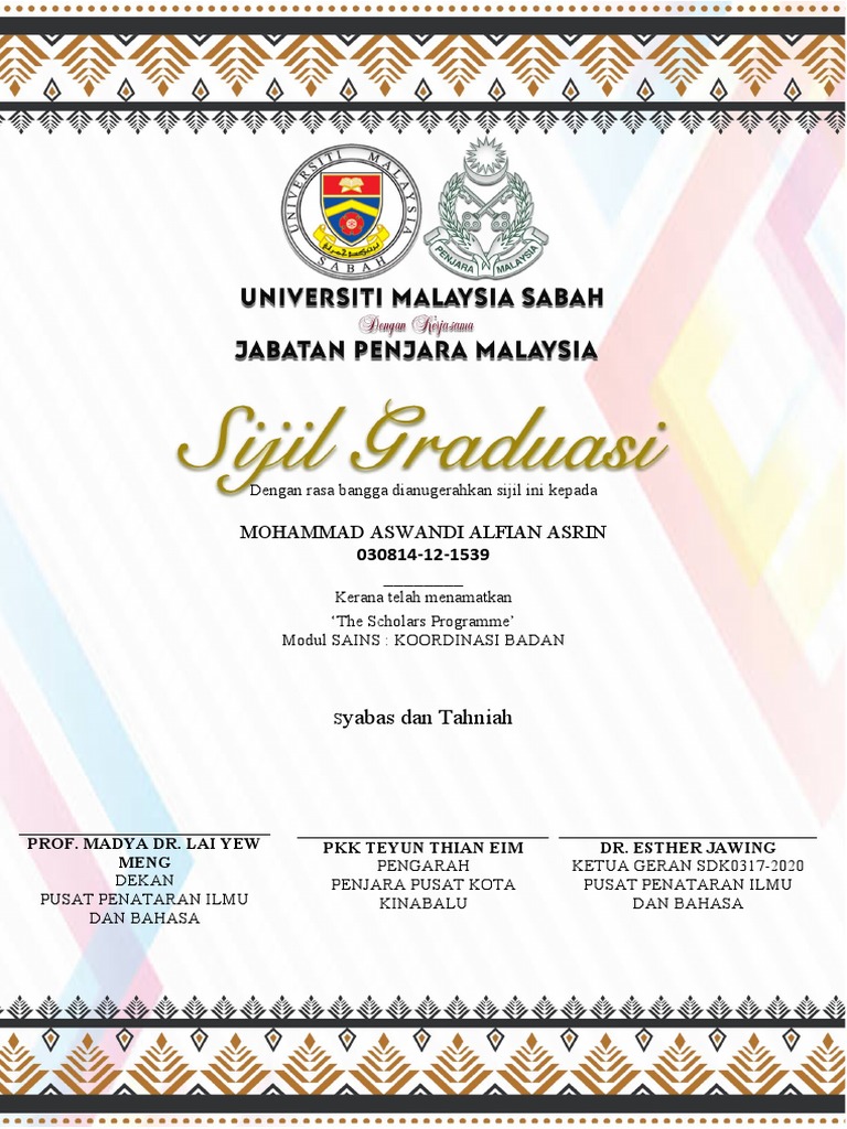 Sijil Penghargaan bagi Graduan Program 'The Scholars Programme' Modul ...