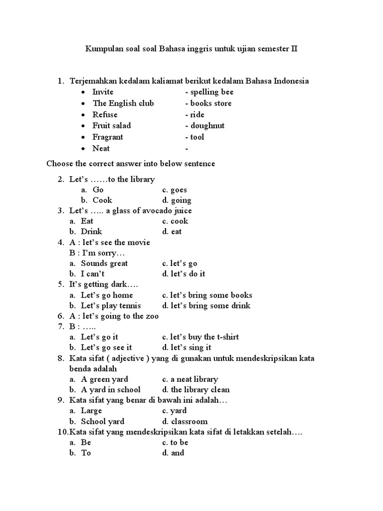 English Exam Review Grammar Vocabulary And Translation Practice