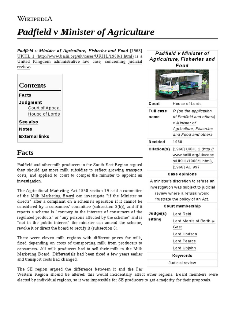 Padfield_v_Minister_of_Agriculture | PDF | Government | Political Law