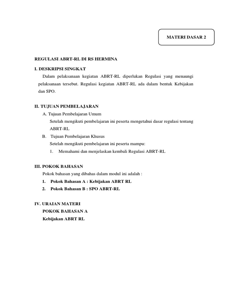Modul Regulasi Abrt-Rl | PDF | Bisnis