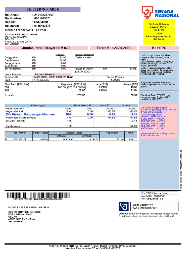 Billing Sample Electricity | PDF