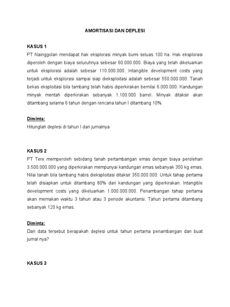 Soal Amortisasi Dan Deplesi | PDF | Teknologi & Rekayasa