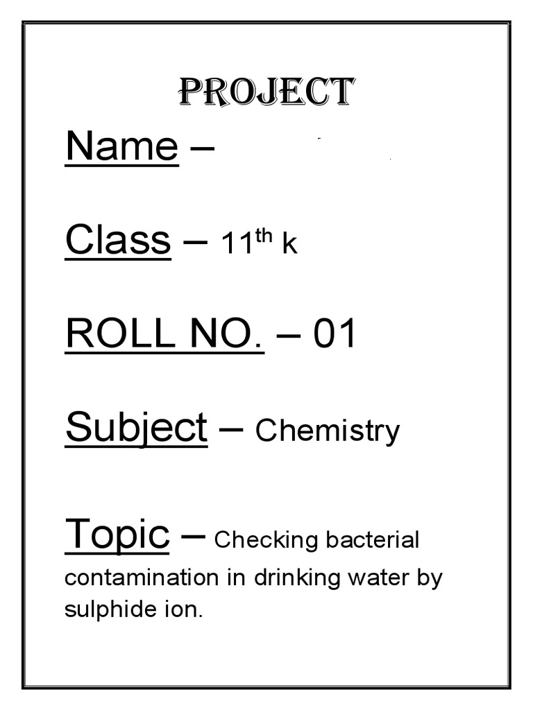 Checking Bacterial Contamination Pdf Water Sulfide