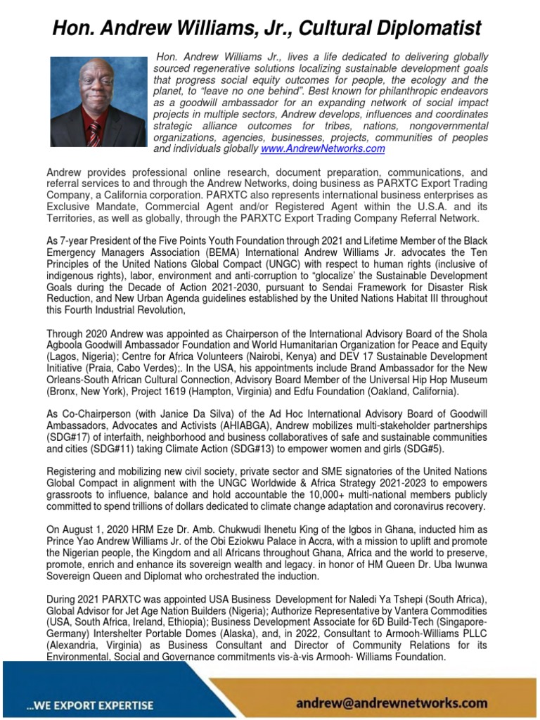 v20220525 Honorable Andrew Williams JR Cultural Diplomatist With ...