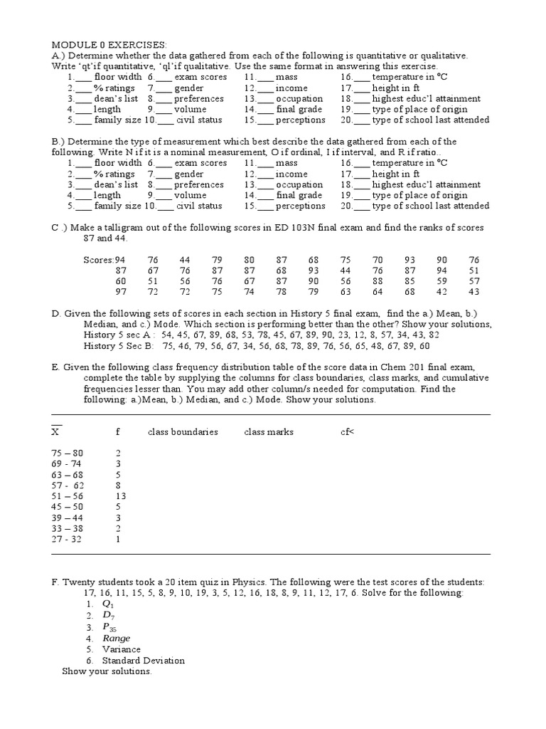 Module 0 Exercises | PDF