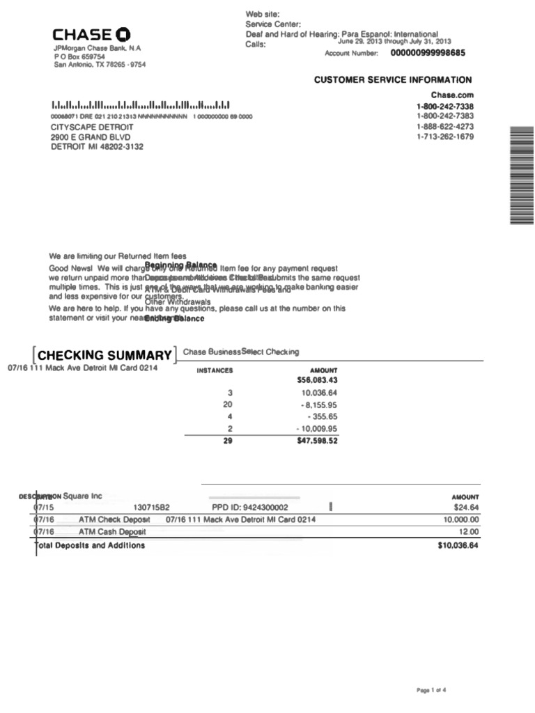 Chaseo: Beginning Balance | PDF | Automated Teller Machine | Chase Bank