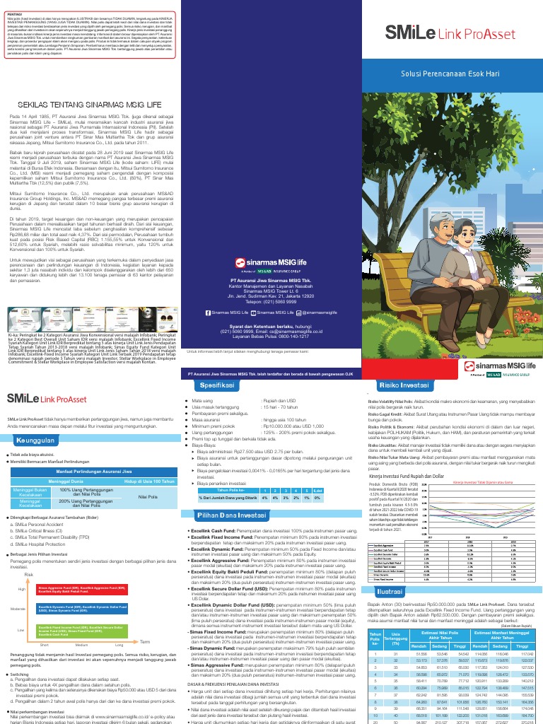 ProdukIndividu - UnitLink - SMiLe Link ProAsset New | PDF