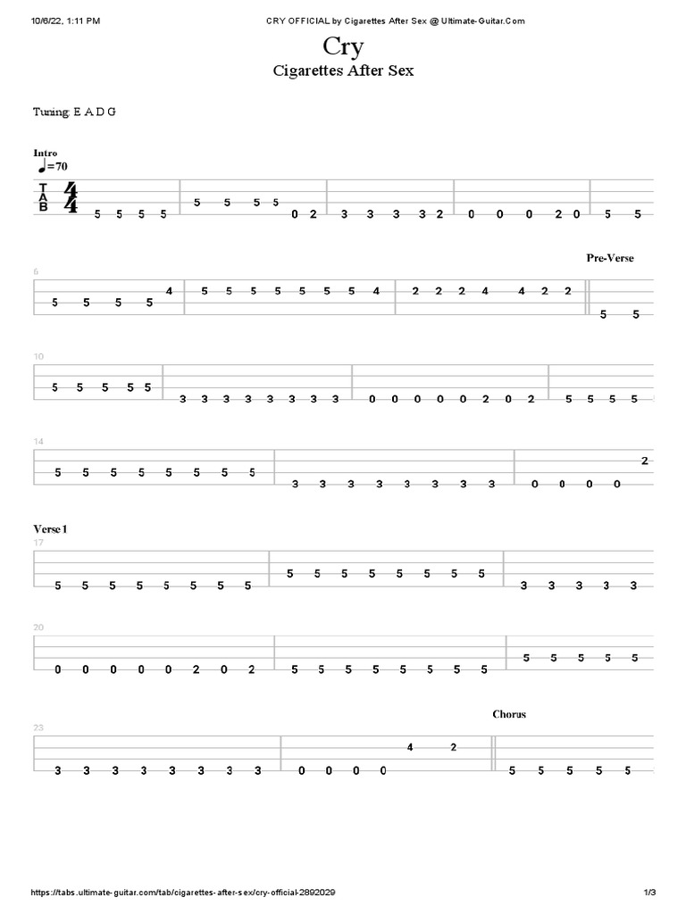 CAS Cry Bass Tabs | PDF