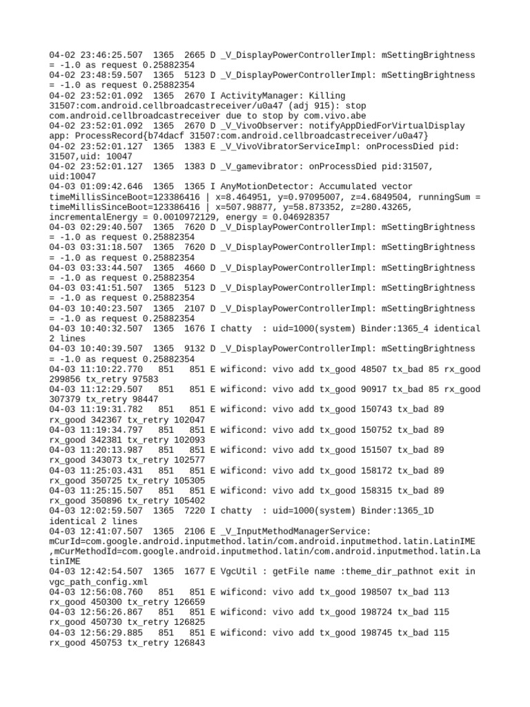 Vivo Device Log Analysis | PDF | Java (Programming Language ...
