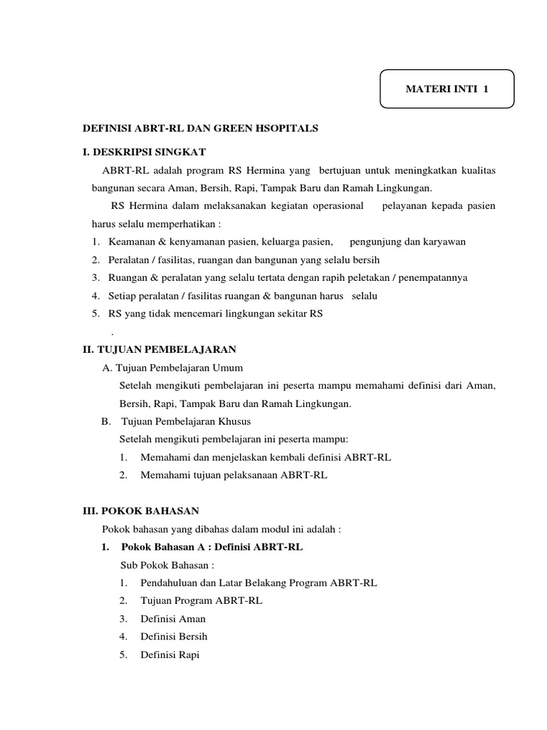 Modul Definisi Abrt-Rl Dan Green Hospitals | PDF