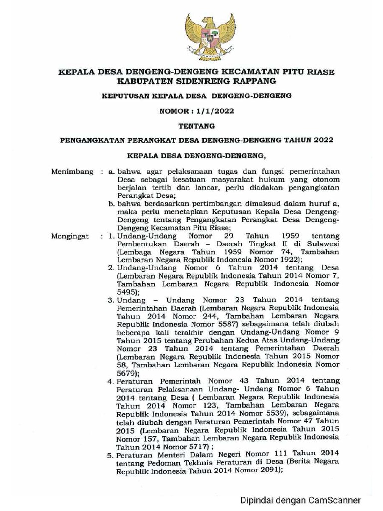 SK Perangkat Desa Tahun 2022-1 - Compressed-Dikompresi | PDF