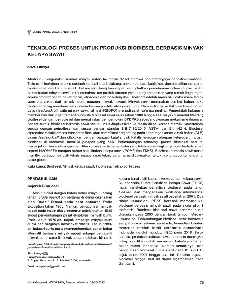 Proses Produksi Biodiesel Sawit | PDF | Teknologi & Rekayasa