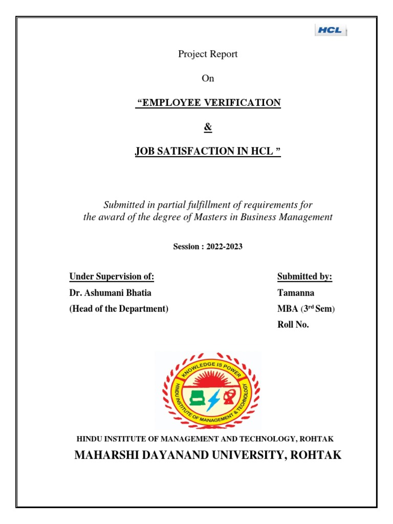 HCL PROJECT | PDF | Outsourcing | Employment