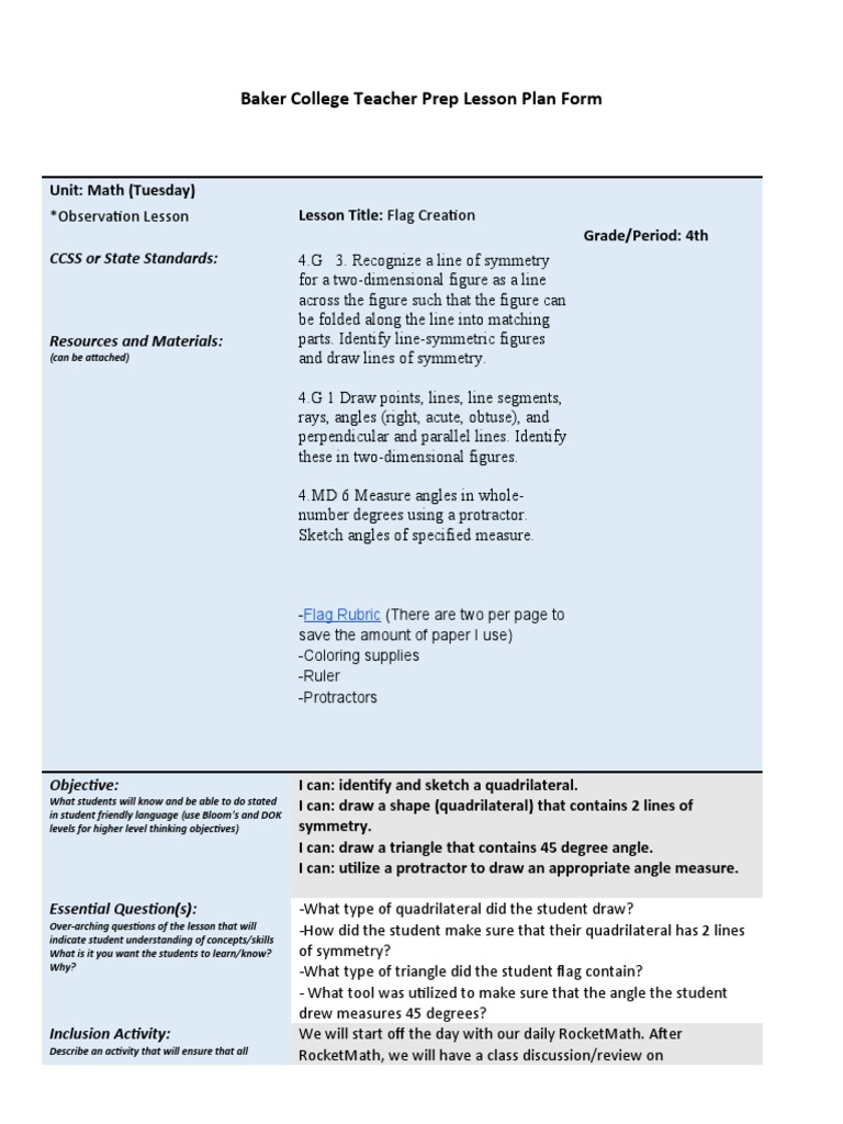 Final Observation Math Lesson | PDF | Rectangle | Geometry