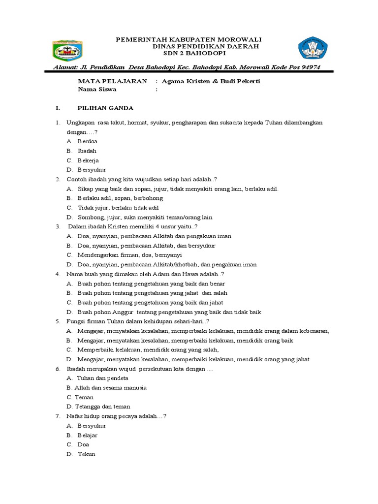 Soal Uas Pak 2022 | PDF