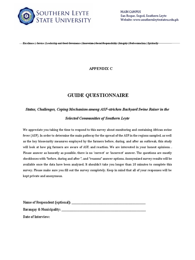 APPENDIX C Questionnaire 1 | PDF