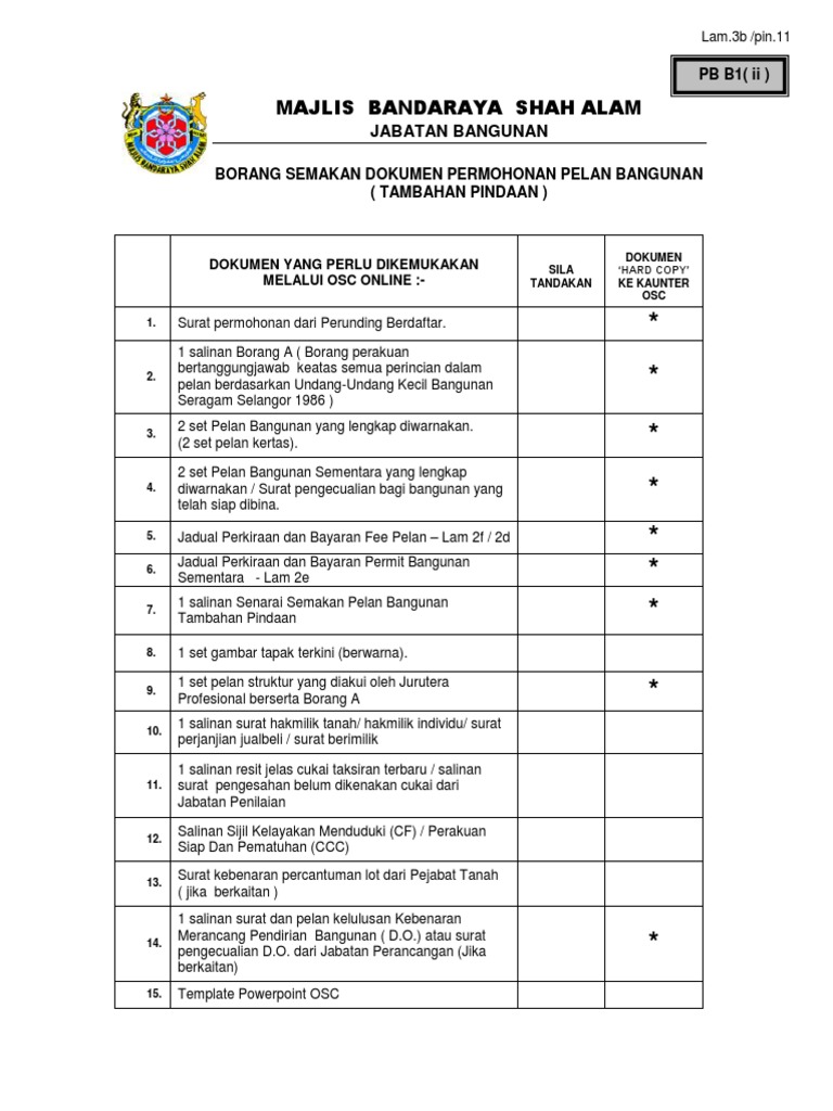 Majlis Bandaraya Shah Alam: Jabatan Bangunan | PDF