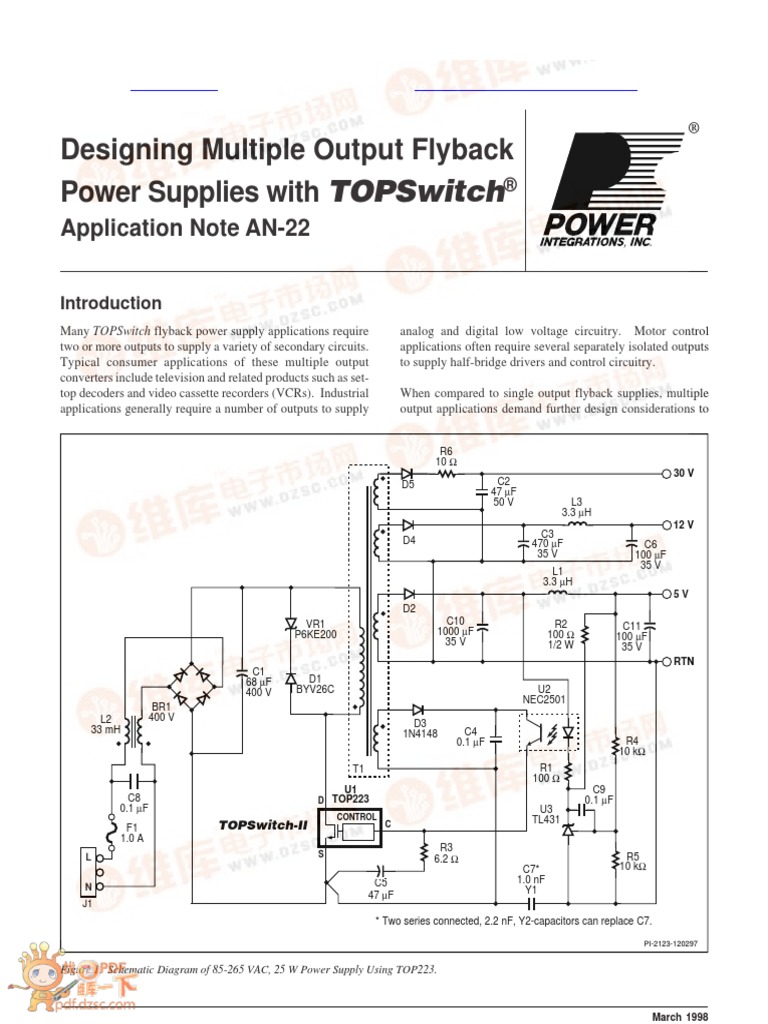 Topswitch: Designing Multiple Output Flyback Power Supplies With | PDF ...